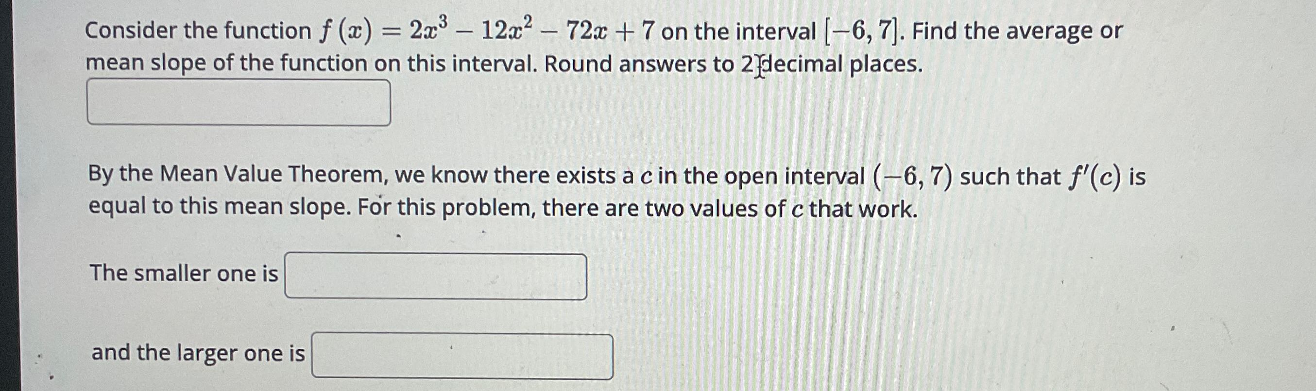 Solved Consider the function f(x)=2x3-12x2-72x+7 ﻿on the | Chegg.com