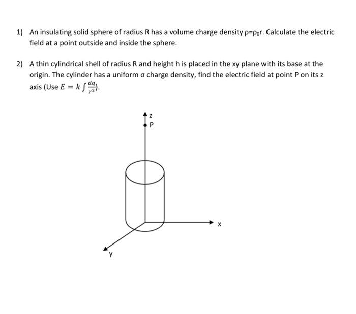 Solved 1) An insulating solid sphere of radius R has a | Chegg.com