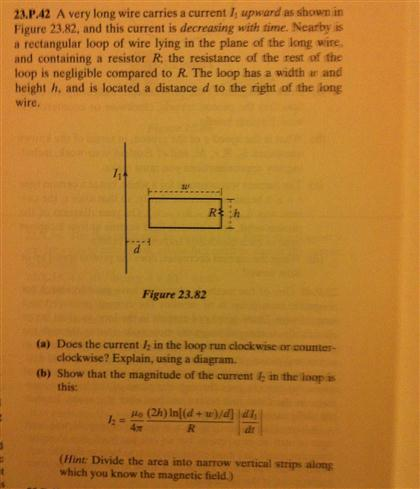 Solved A very long wire carries a current I1 upward as shown | Chegg.com