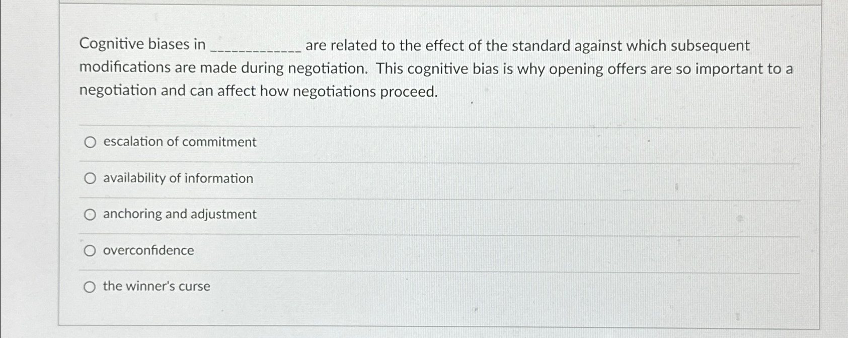 Solved Cognitive biases in are related to the effect of the | Chegg.com