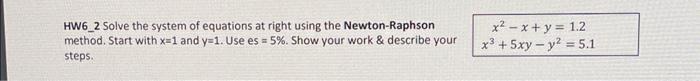 Solved HW6_2 Solve the system of equations at right using | Chegg.com