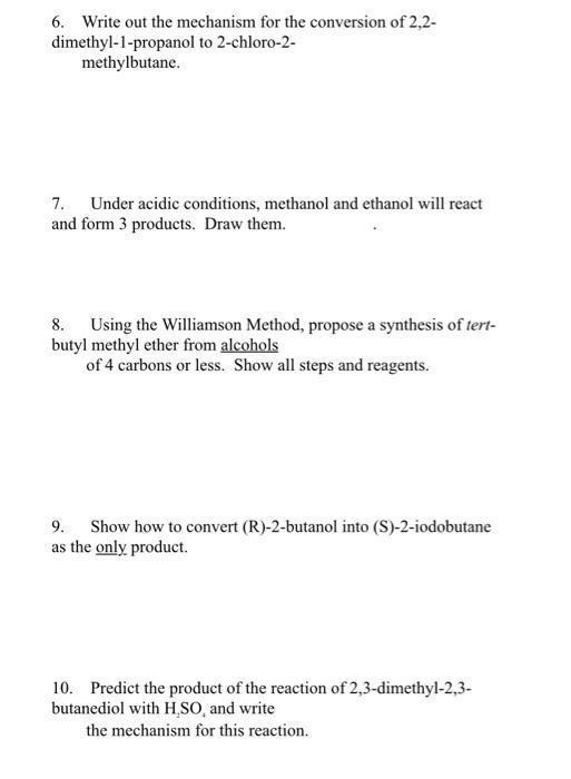 Solved 6. Write out the mechanism for the conversion of 2,2− | Chegg.com