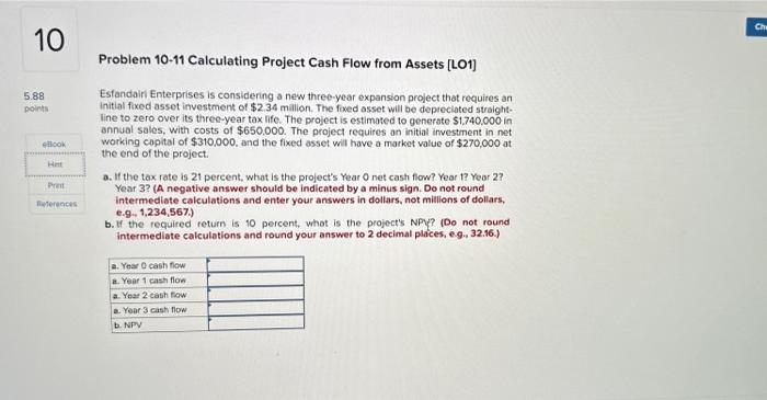 Solved Problem 10-11 Calculating Project Cash Flow from | Chegg.com