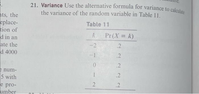 Solved 21. Variance Use the alternative formula for variance | Chegg.com