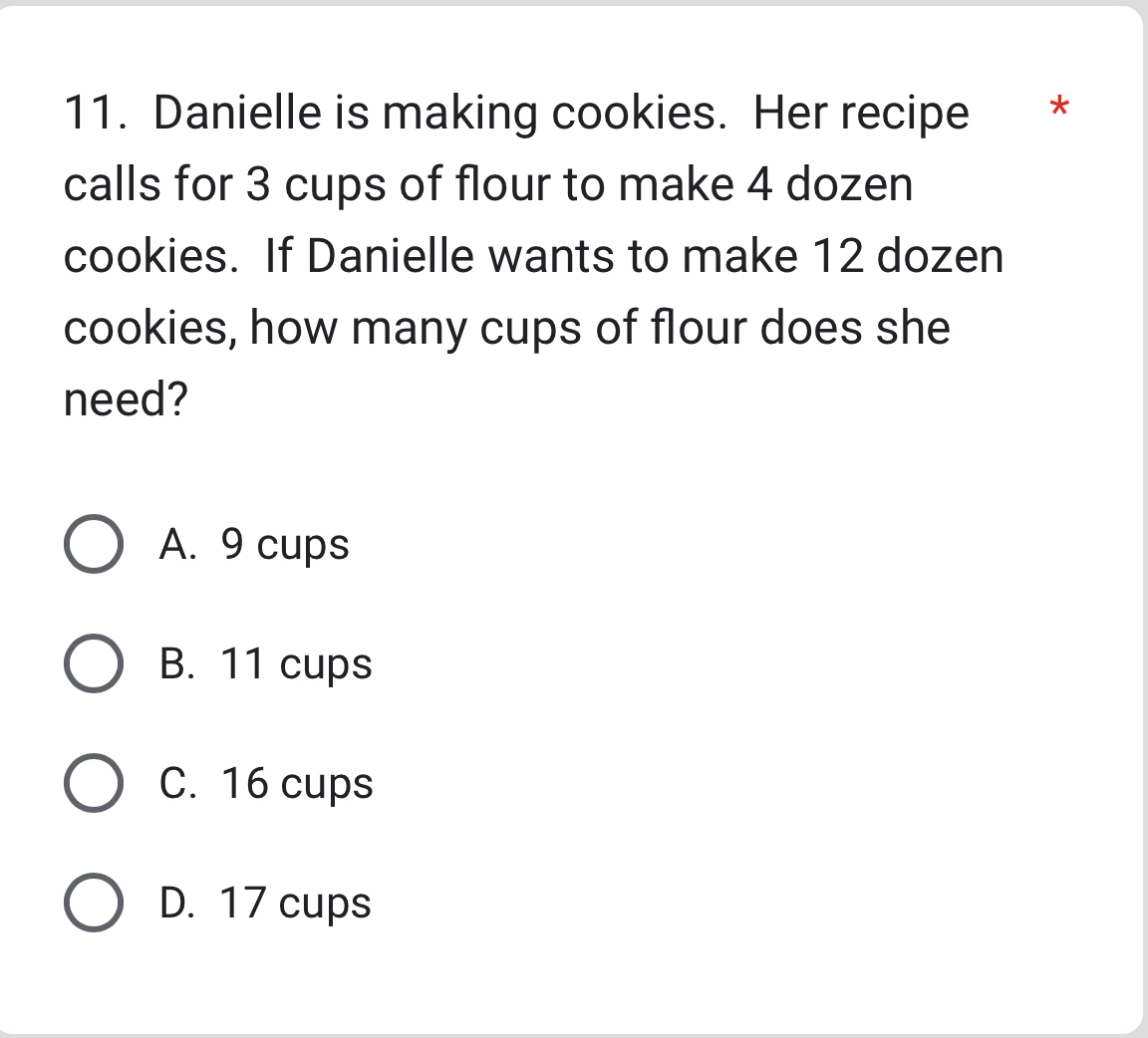 Solved Danielle is making cookies. Her recipe calls for 3 | Chegg.com