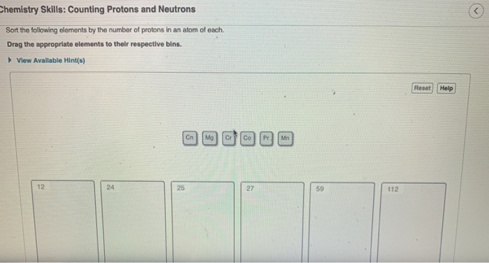 Solved Chemistry Skills: Counting Protons and Neutrons Sort | Chegg.com