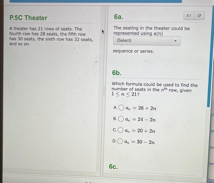 Solved A theater has 21 rows of seats. The The seating in | Chegg.com