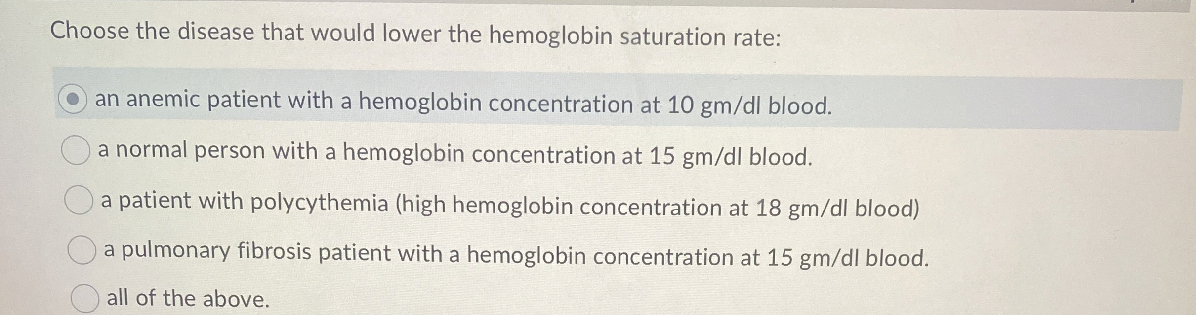Solved Choose the disease that would lower the hemoglobin | Chegg.com