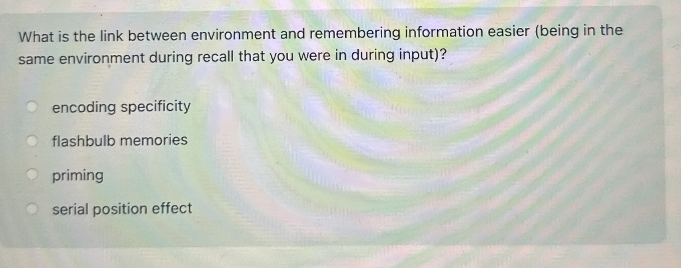 Solved What is the link between environment and remembering | Chegg.com