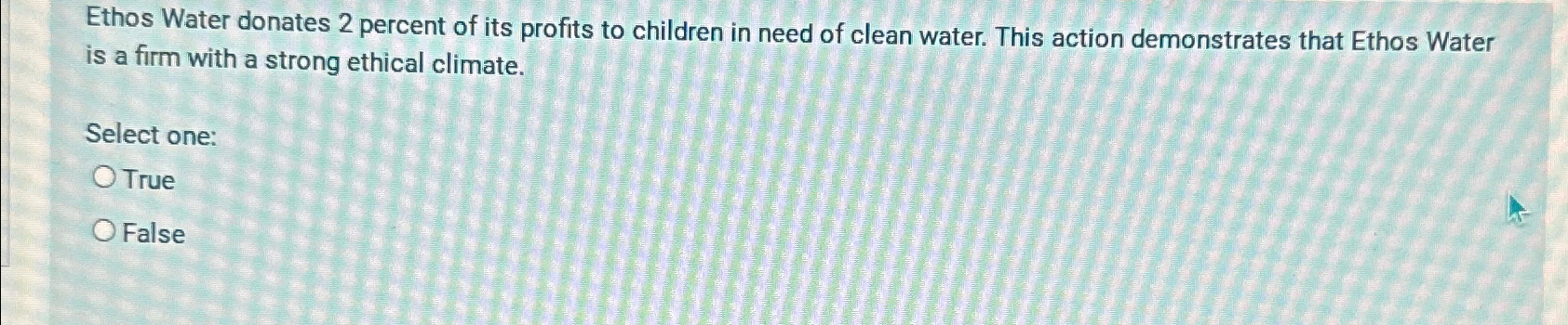 Solved Ethos Water donates 2 ﻿percent of its profits to | Chegg.com
