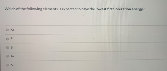 Solved Which of the following elements is expected to have | Chegg.com
