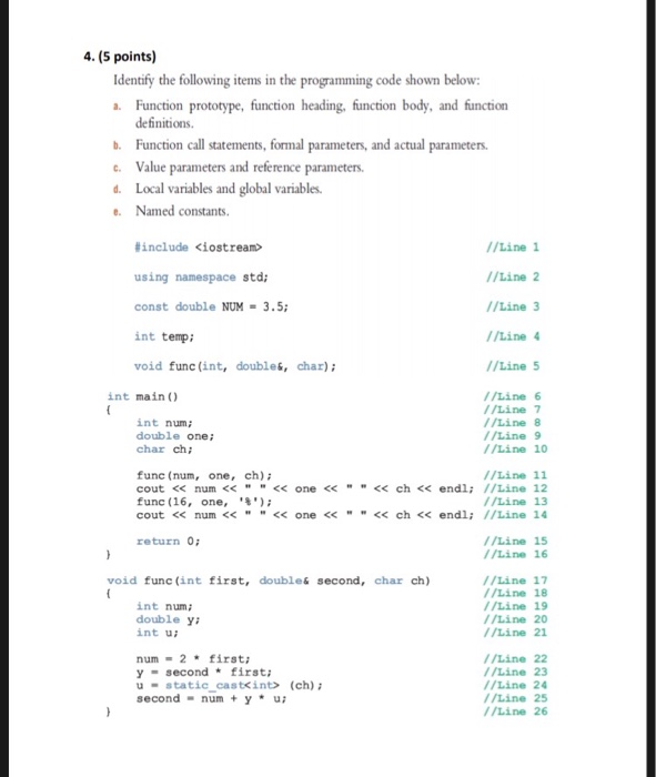 Solved 4. (5 points) Identify the following items in the | Chegg.com