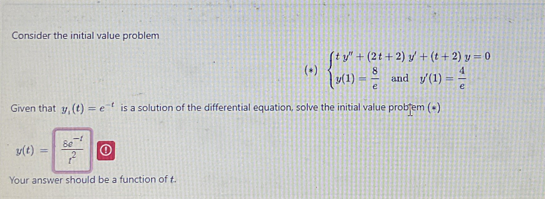 Solved Consider the initial value problem | Chegg.com