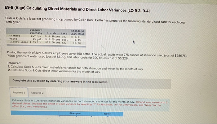 Solved E9-5 (Algo) Calculating Direct Materials and Direct | Chegg.com