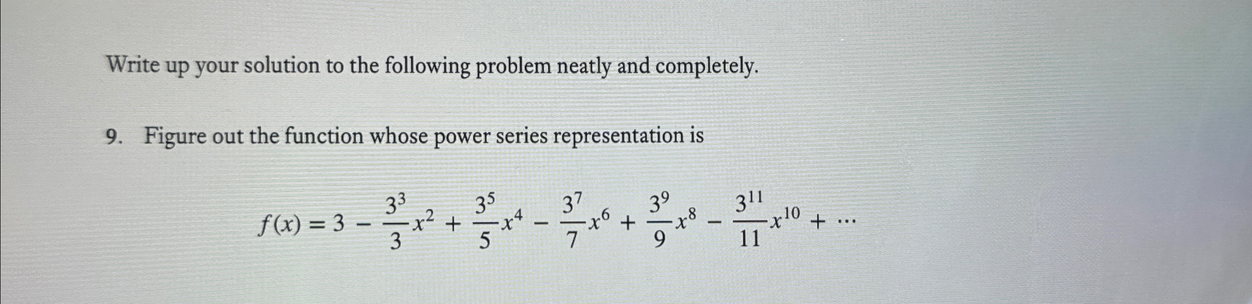 Solved Write up your solution to the following problem | Chegg.com