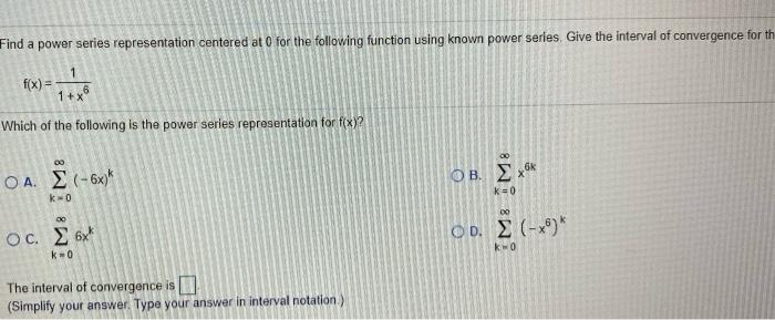 Solved Find a power series representation centered at 0 for | Chegg.com