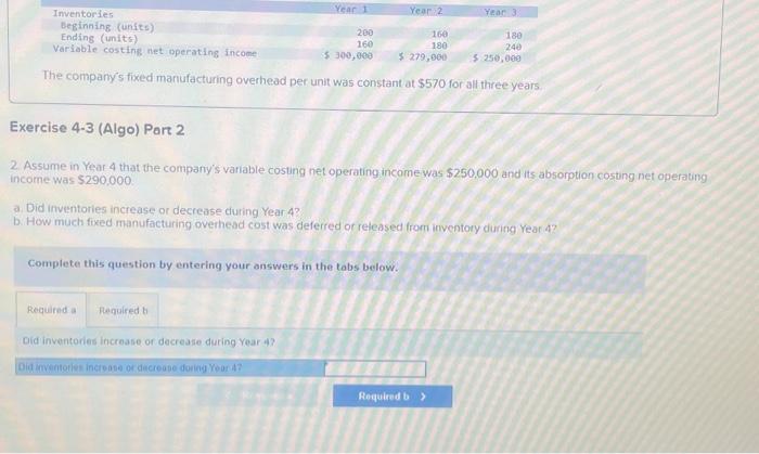 Solved Exercise 4-3 (Algo) Reconciliation of Absorption and | Chegg.com