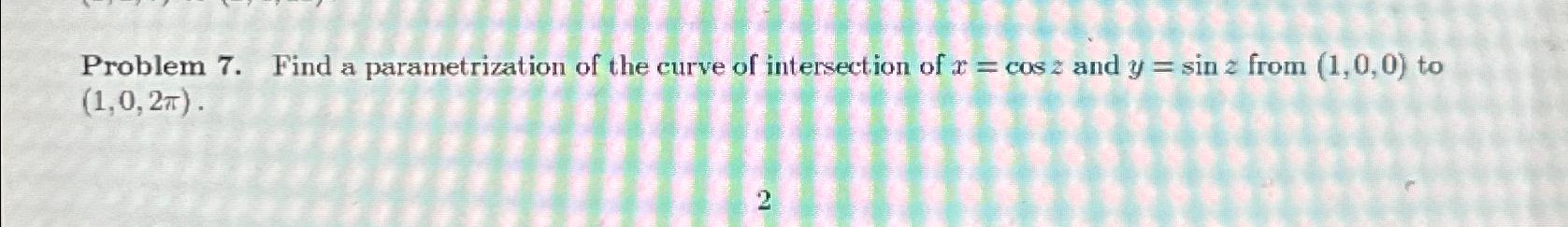 Solved Problem 7. ﻿Find a parametrization of the curve of | Chegg.com