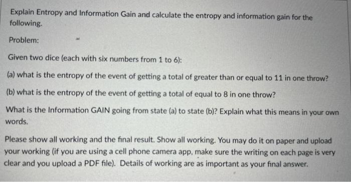 Solved Explain Entropy and Information Gain and calculate | Chegg.com