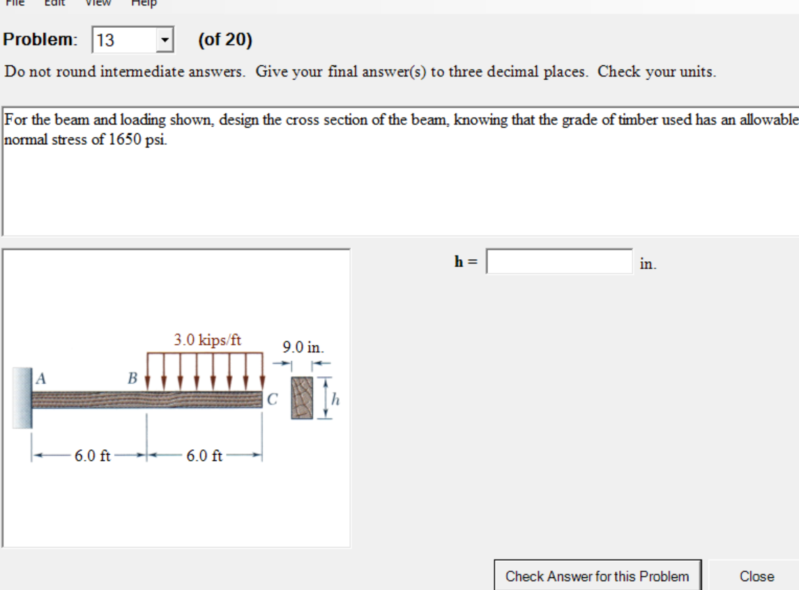 Solved For the beam and loading shown, design the cross | Chegg.com