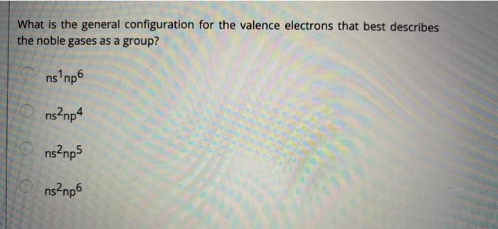 Solved What is the general configuration for the valence | Chegg.com