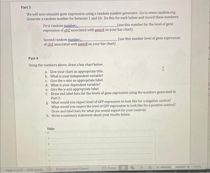 Part3 We will now simulate gene expression using a | Chegg.com