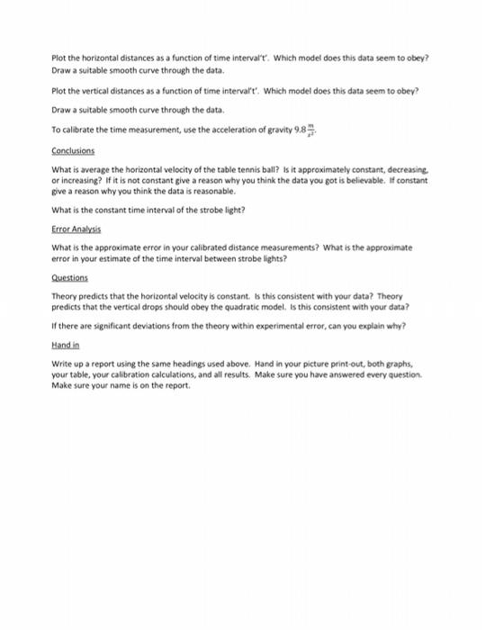 Solved AP Physics 1 Projectile Motion Assignment Procedure | Chegg.com
