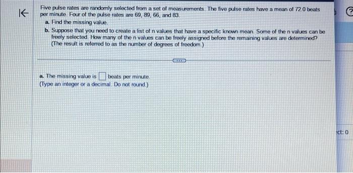 Solved Five pulse rates are randomly selected from a set of | Chegg.com Solved Five pulse rates are randomly selected from a set of | Chegg.com