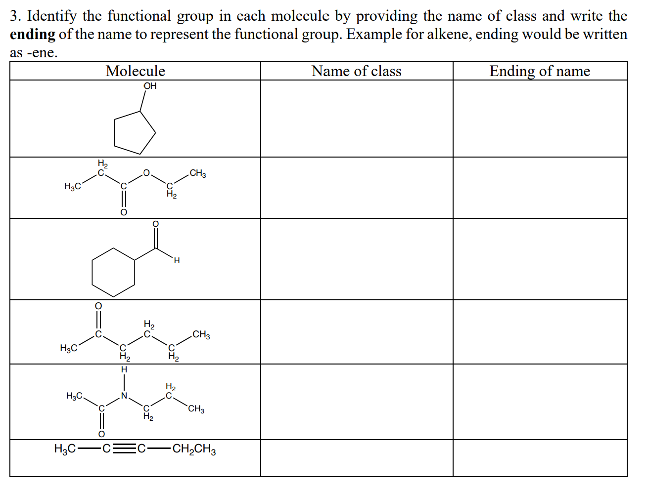 Solved Identify the functional group in each molecule by | Chegg.com