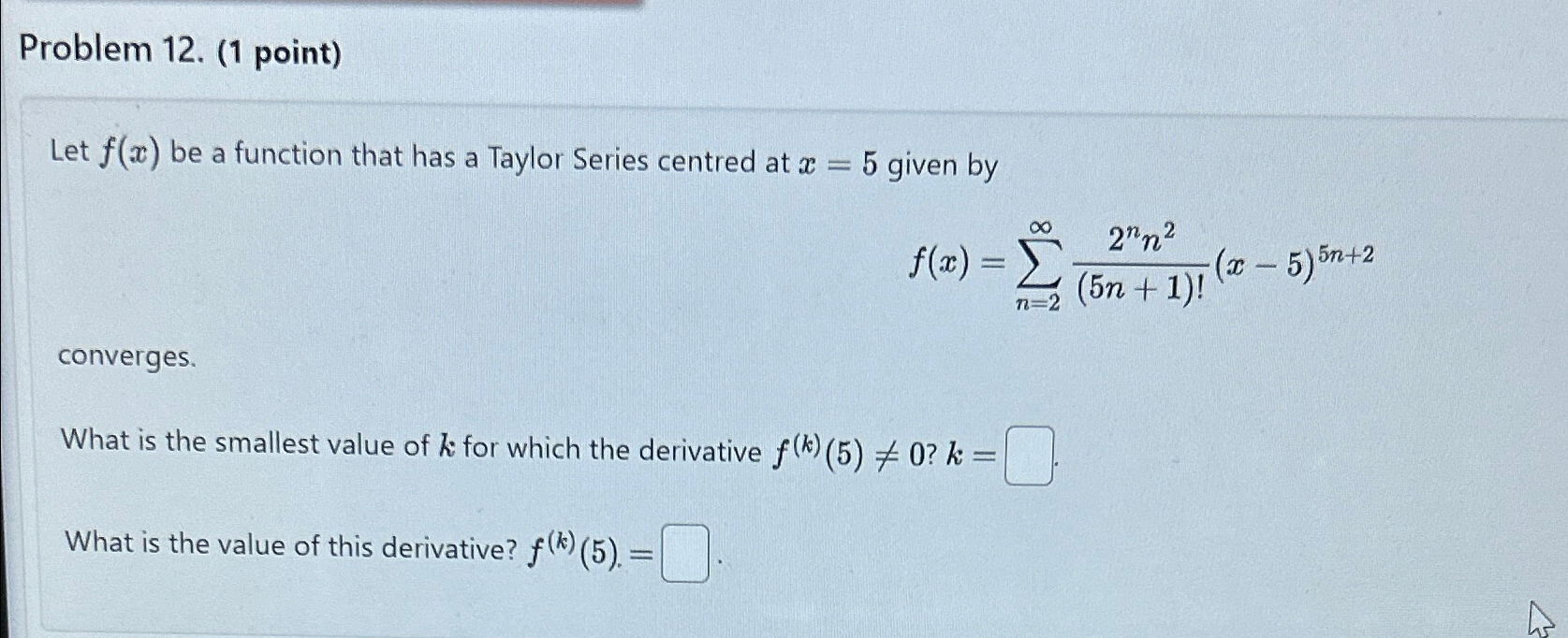 Solved Problem 12. (1 ﻿point)Let f(x) ﻿be a function that | Chegg.com