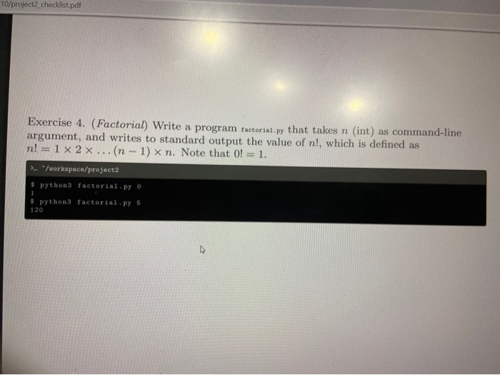 Solved 0/project2_checklist.pdf Exercise 4. (Factorial) | Chegg.com
