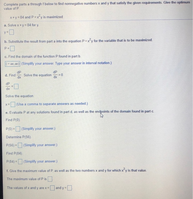 Solved Complete parts a through f below to find nonnegative | Chegg.com