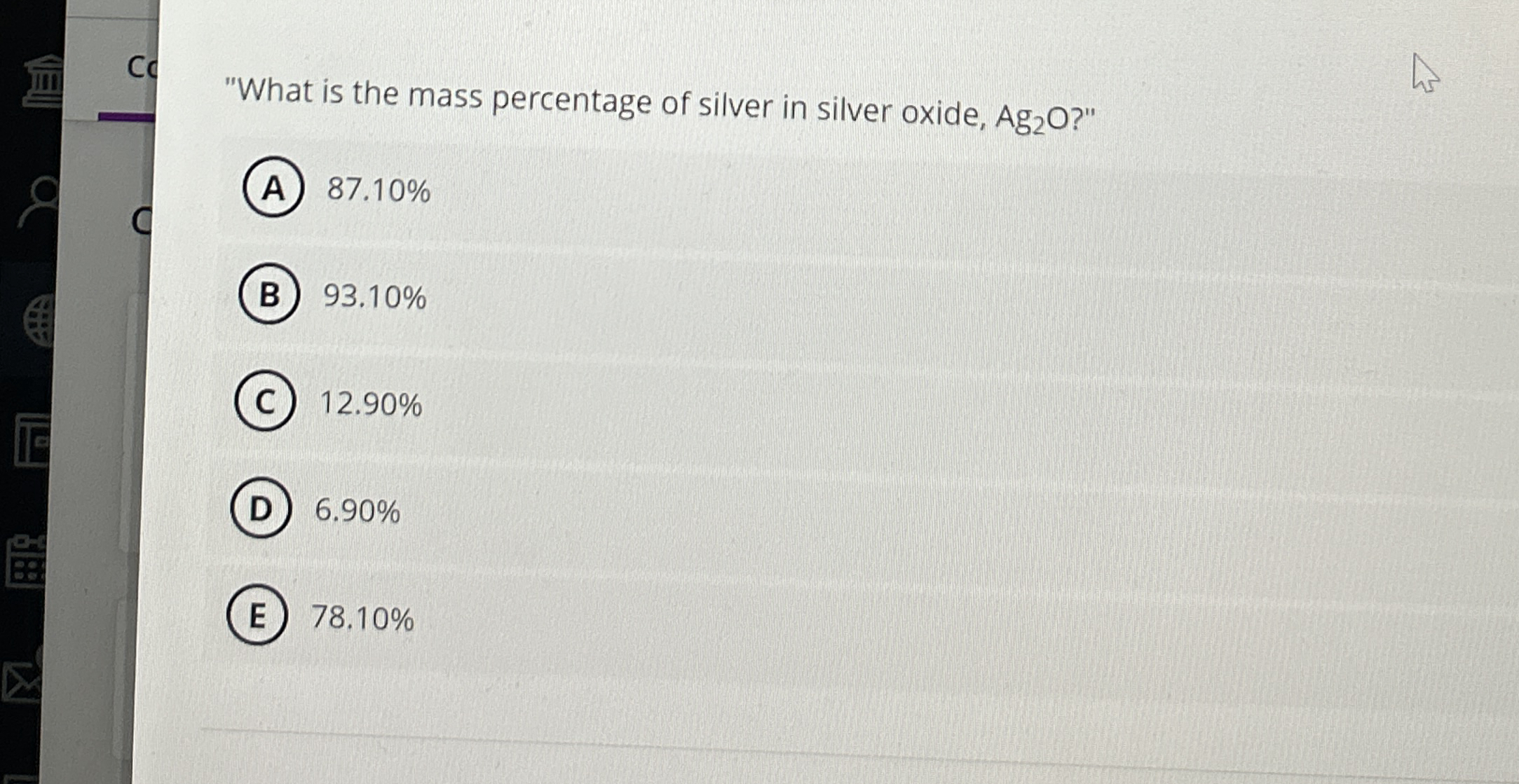 Solved "What is the mass percentage of silver in silver | Chegg.com