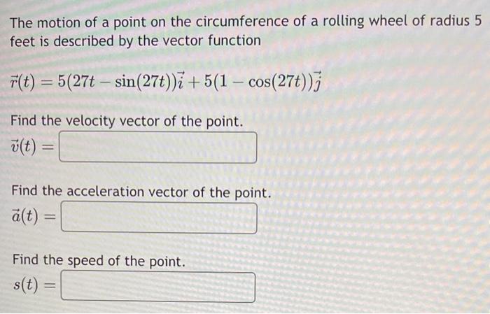 Solved The motion of a point on the circumference of a | Chegg.com