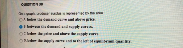 Solved QUESTION 38 On a graph, producer surplus is | Chegg.com