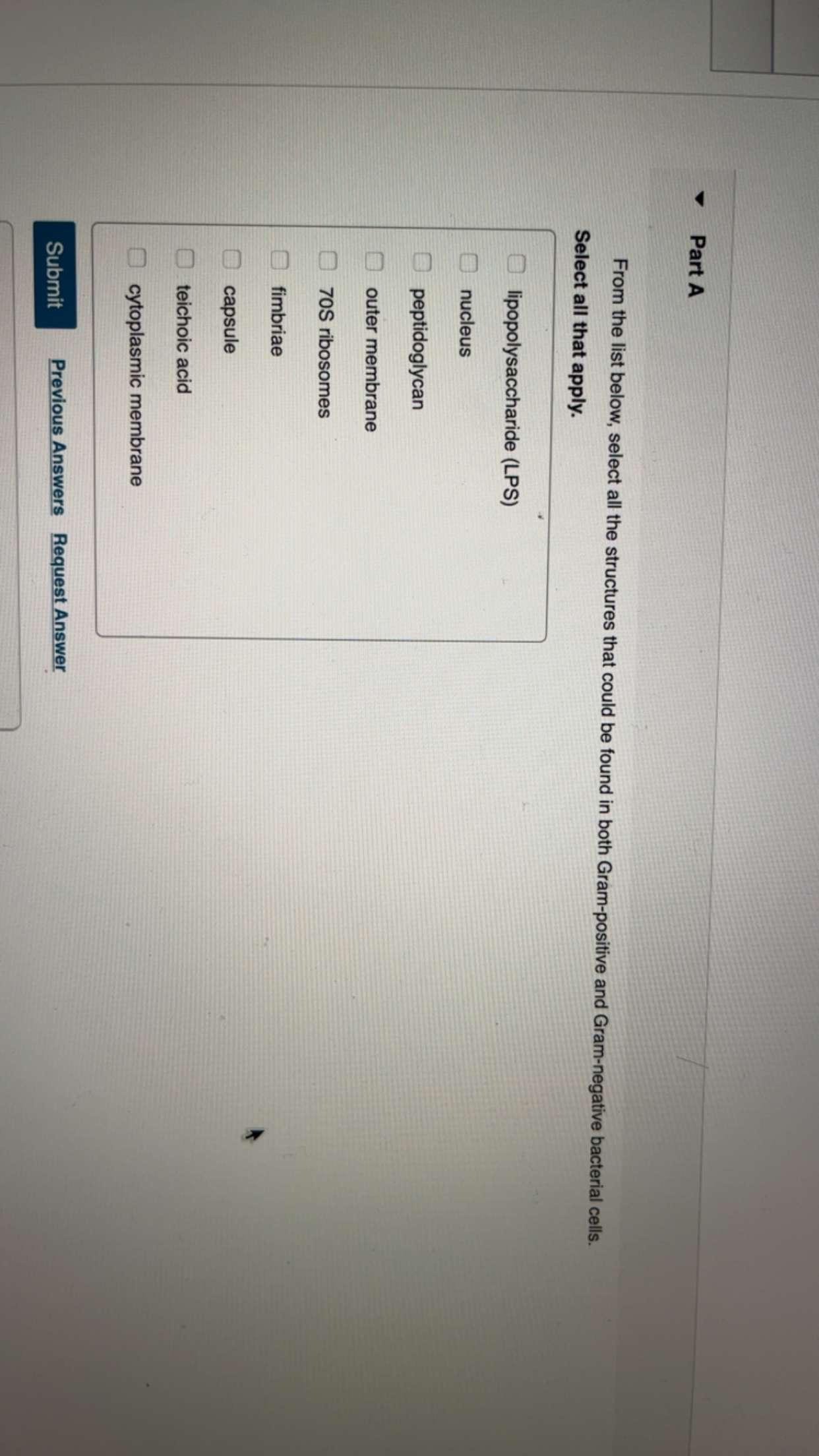 Solved Part AFrom the list below, select all the structures | Chegg.com
