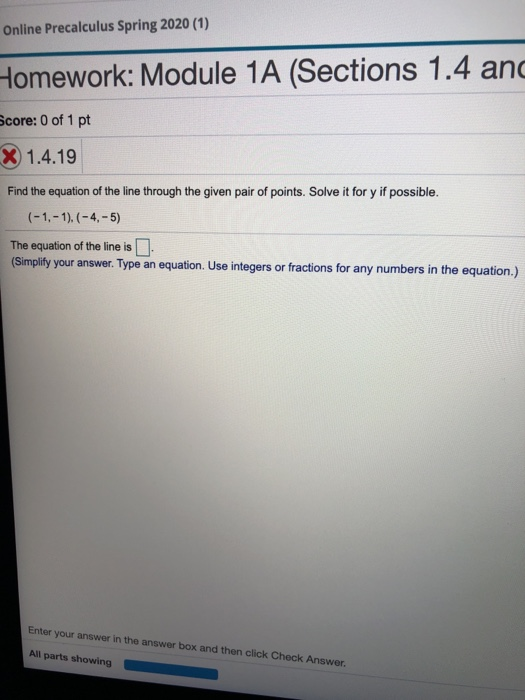 Solved Online Precalculus Spring 2020 (1) Homework: Module | Chegg.com