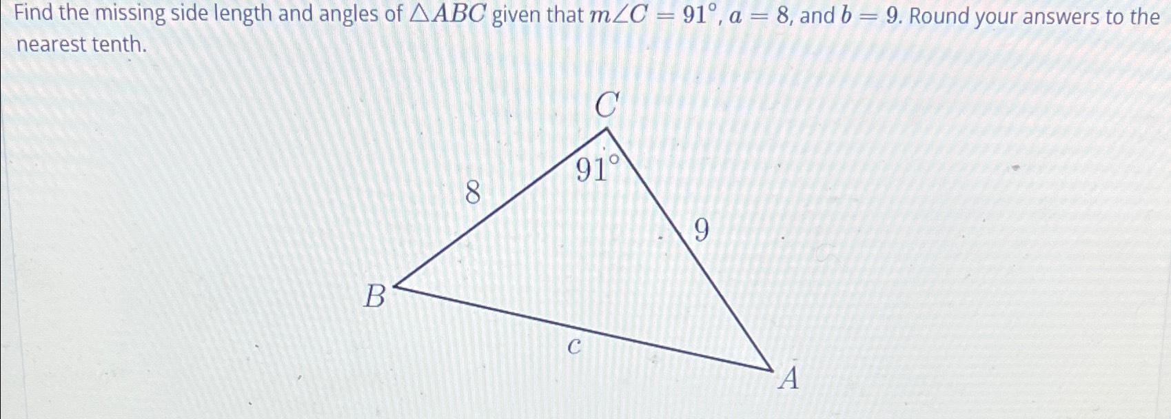Solved Find the missing side length and angles of //ABC | Chegg.com