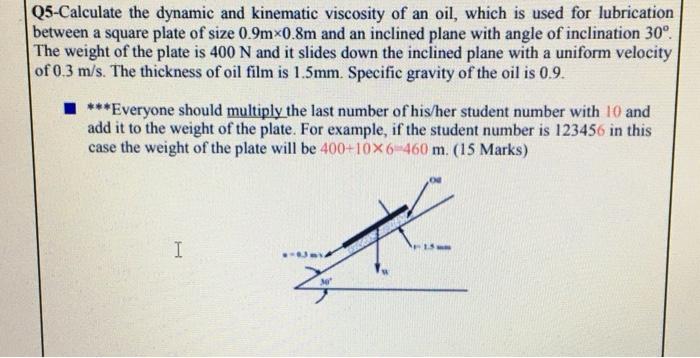Solved Q5-Calculate the dynamic and kinematic viscosity of | Chegg.com