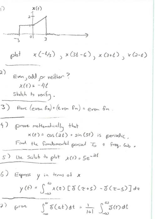 Solved plot x(−t/3),x(3t−6),x(3+t),x(2−t) 2) Even, odl, or | Chegg.com
