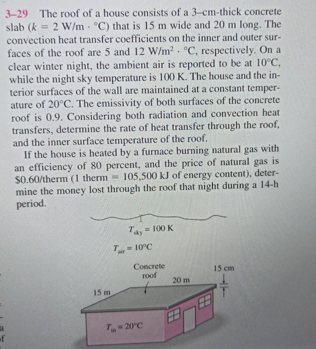 Solved 3-29 The roof of a house consists of a 3-cm-thick | Chegg.com