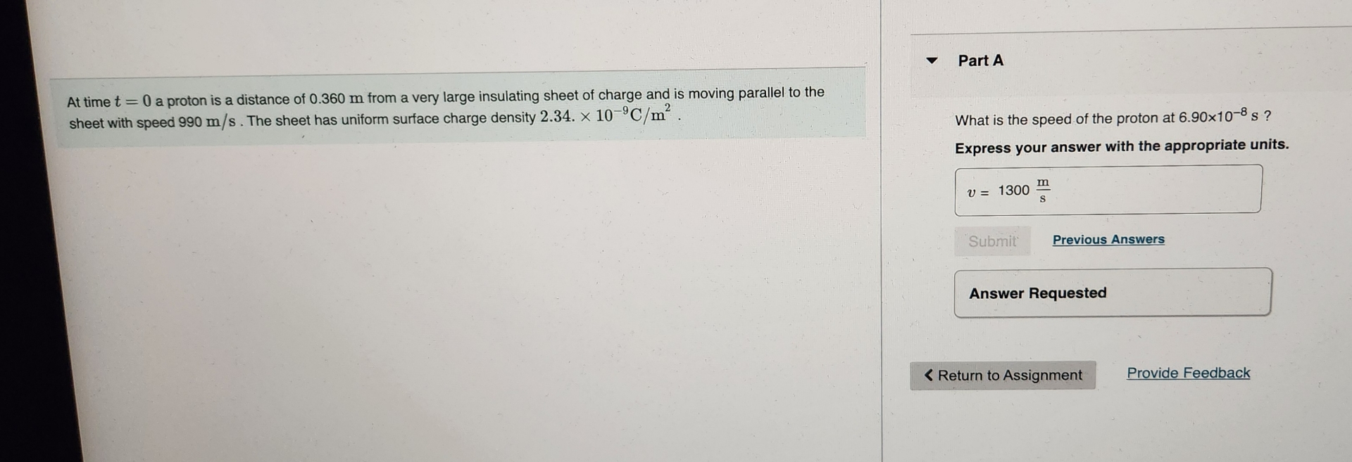 Solved At time t=0 ﻿a proton is a distance of 0.360 ﻿m from | Chegg.com