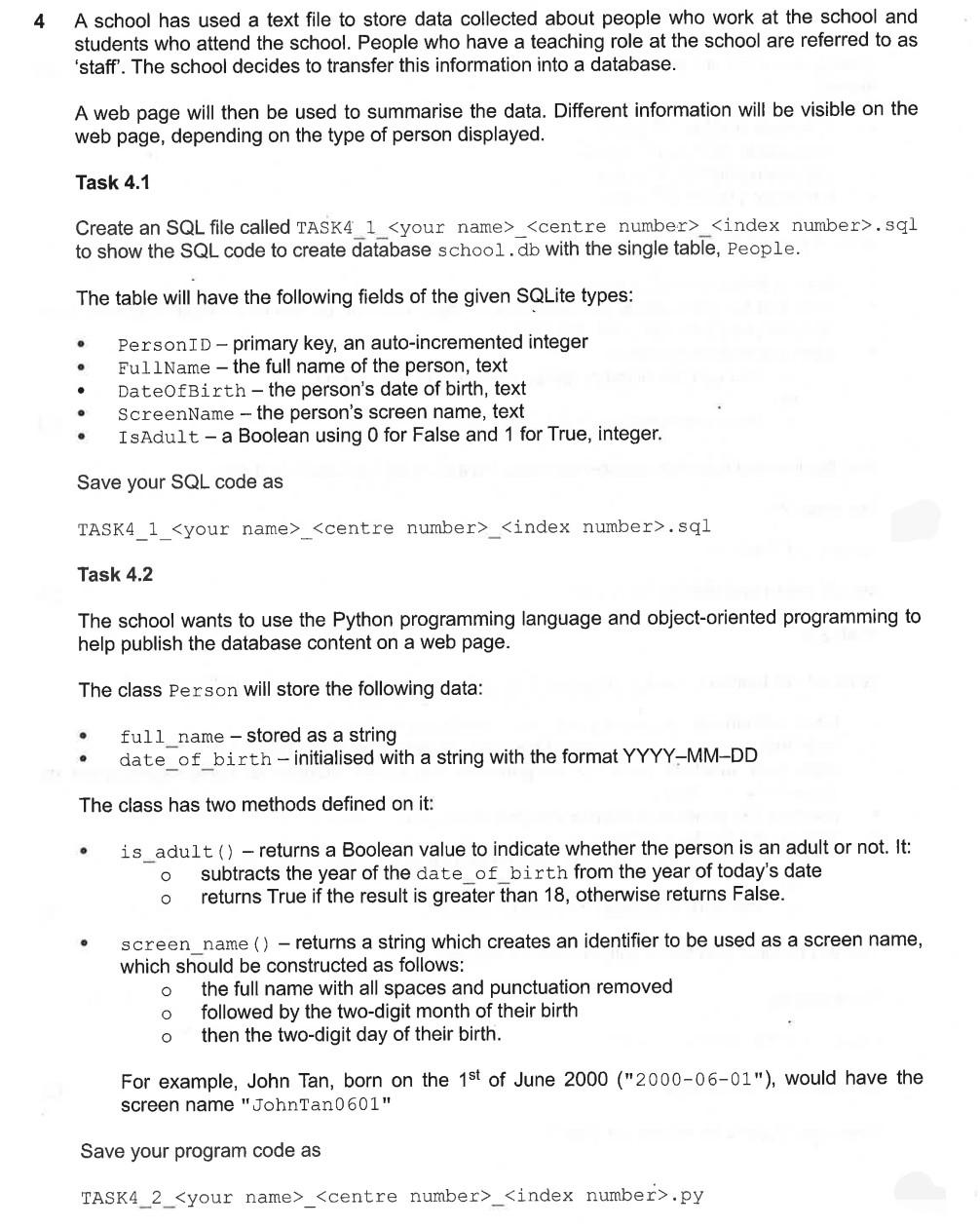 Solved A school has used a text file to store data collected | Chegg.com