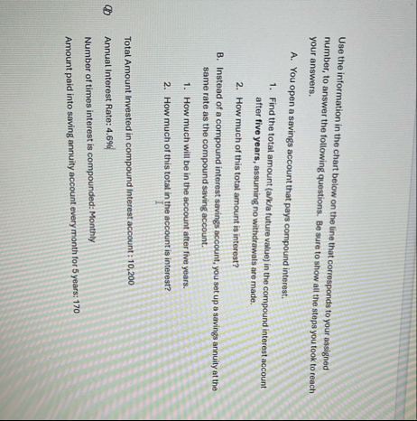 Solved Use the information in the chart below on the line | Chegg.com