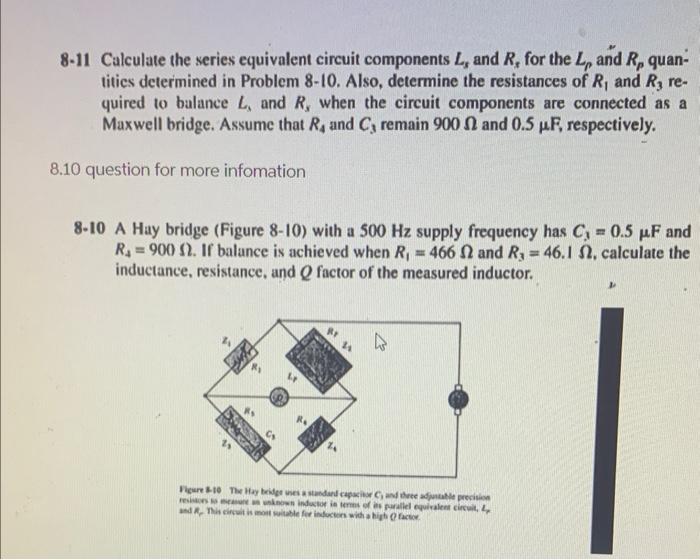 Solved 8-11 Calculate the series equivalent circuit | Chegg.com