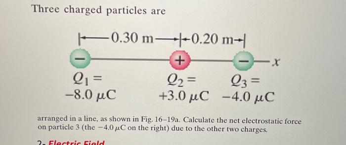 Solved Three charged particles are arranged in a line, as | Chegg.com