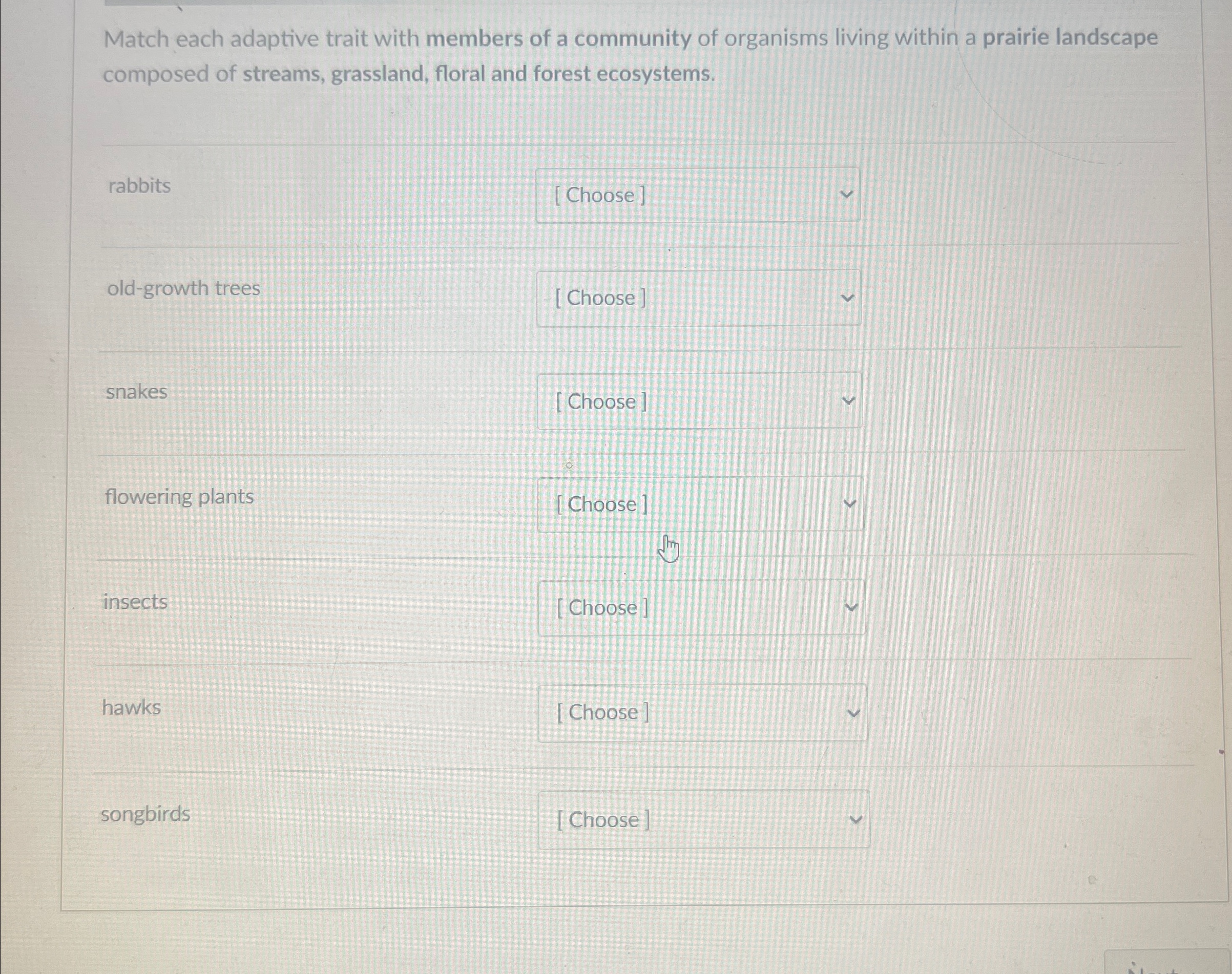 Solved Match each adaptive trait with members of a community | Chegg.com