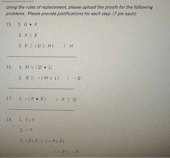 Solved Using the rules of replacement, please upload the | Chegg.com
