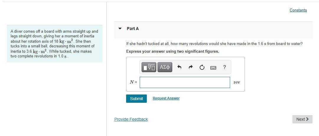 Solved Constants Part A A diver comes off a board with arms | Chegg.com