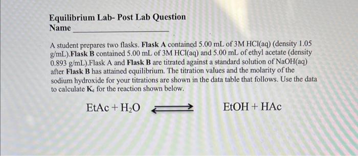 Solved A student prepares two flasks. Flask A contained 5.00 | Chegg.com